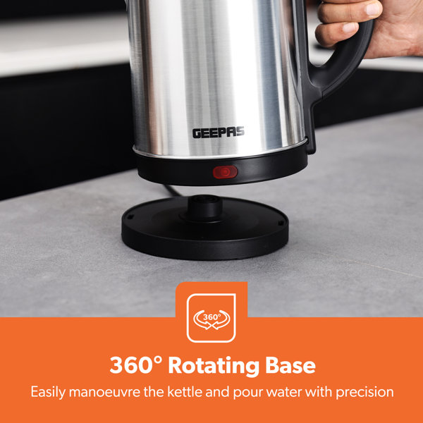 GEEPAS Electric Kettle 1.8L Cordless Stainless Steel Jug Kettle with LED Indicator for Hot Water ...